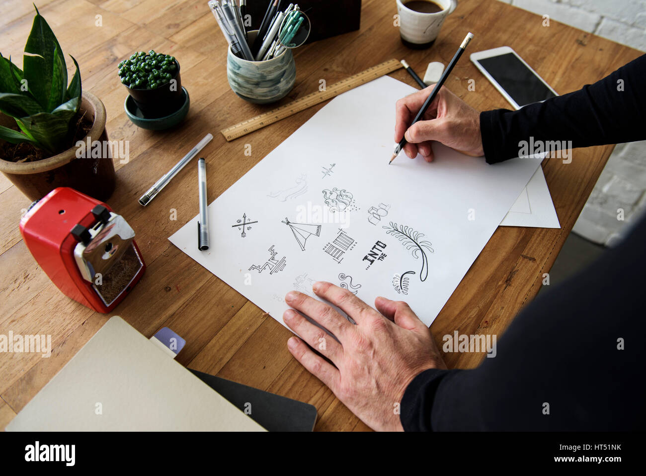 Sketching Creative Draw Pencil Design Stock Photo - Alamy