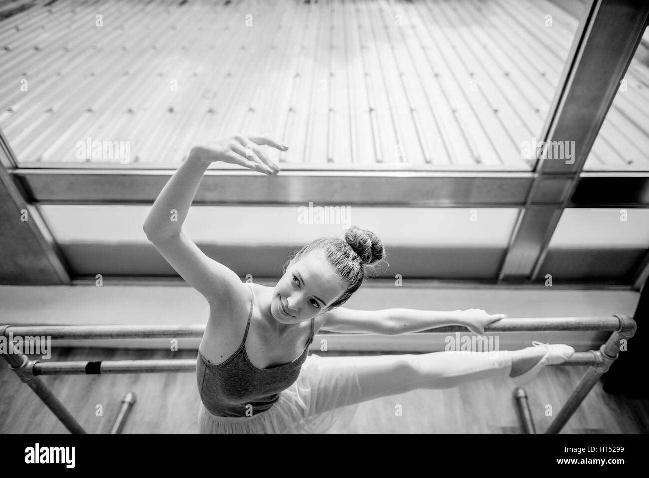 Female dancer ballet window Black and White Stock Photos & Images - Alamy