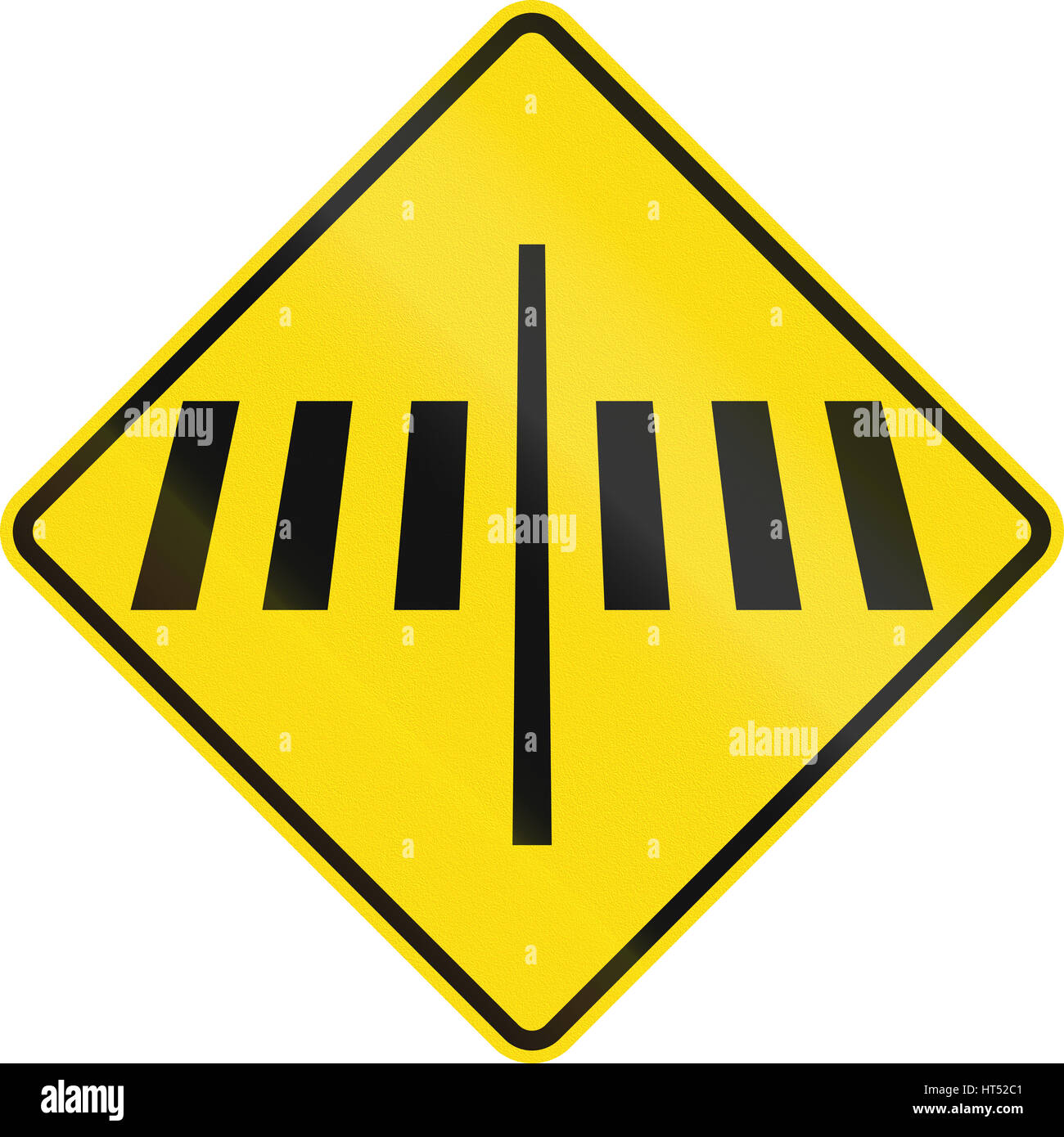 New Zealand road sign - Dedicated pedestrian crossing ahead Stock Photo ...