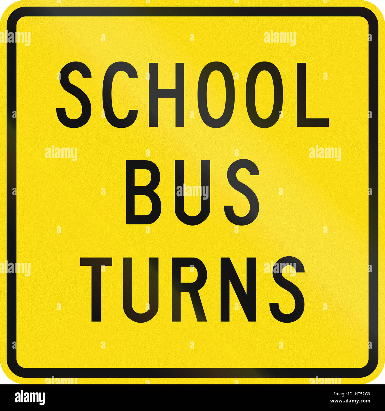 New Zealand road sign - School bus turns Stock Photo - Alamy