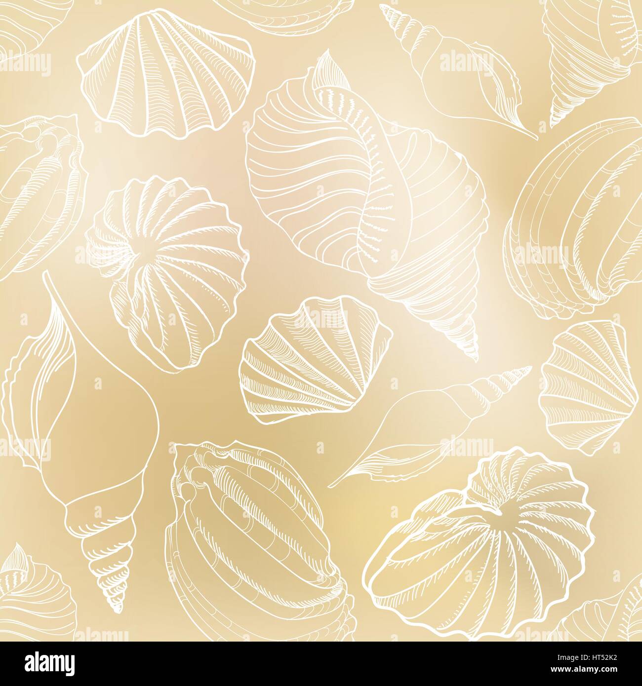 Seashell seamless pattern. Summer holiday marine background. Underwater ...