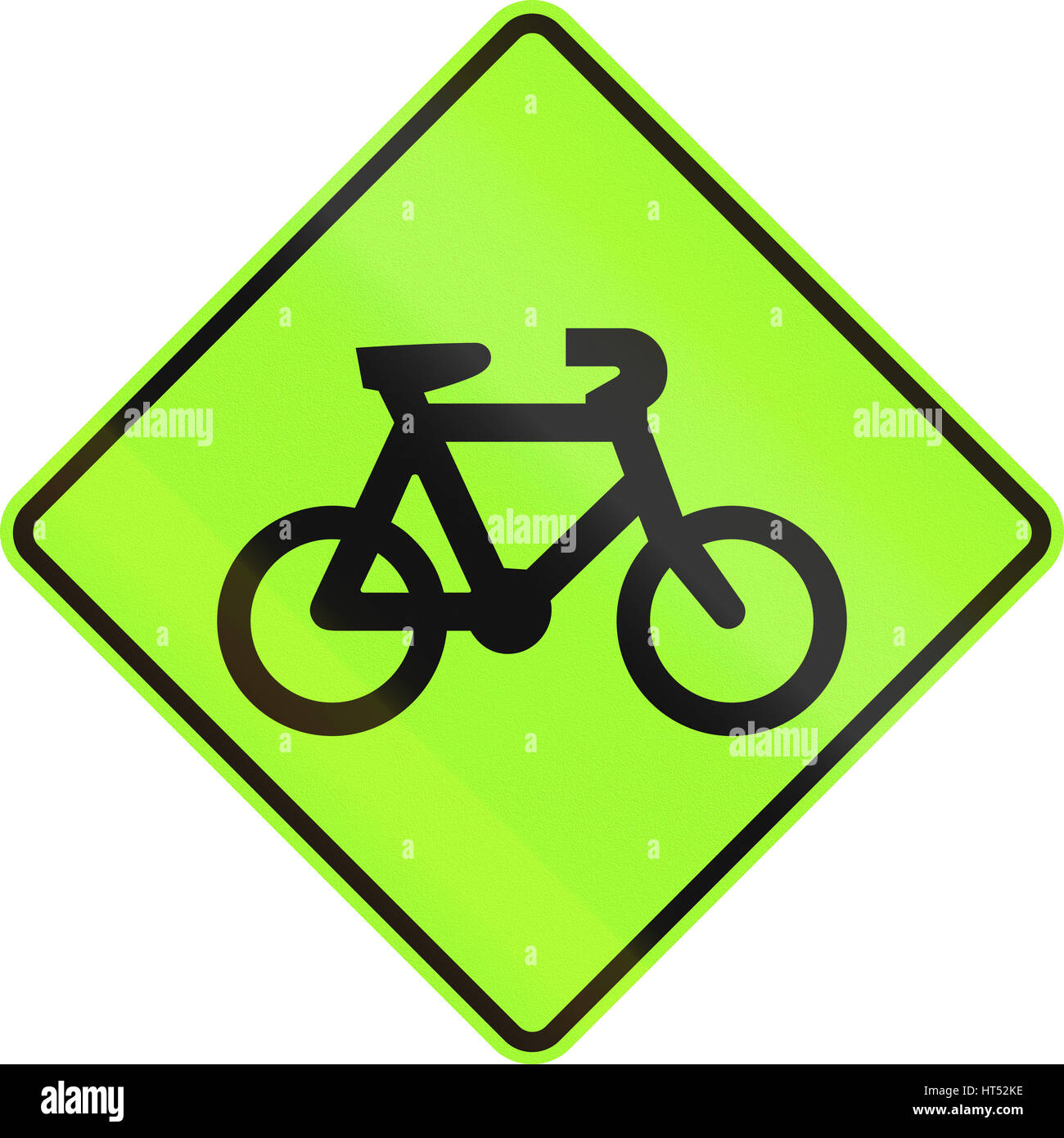 New Zealand road sign - Watch for cyclists, fluorescent green version ...