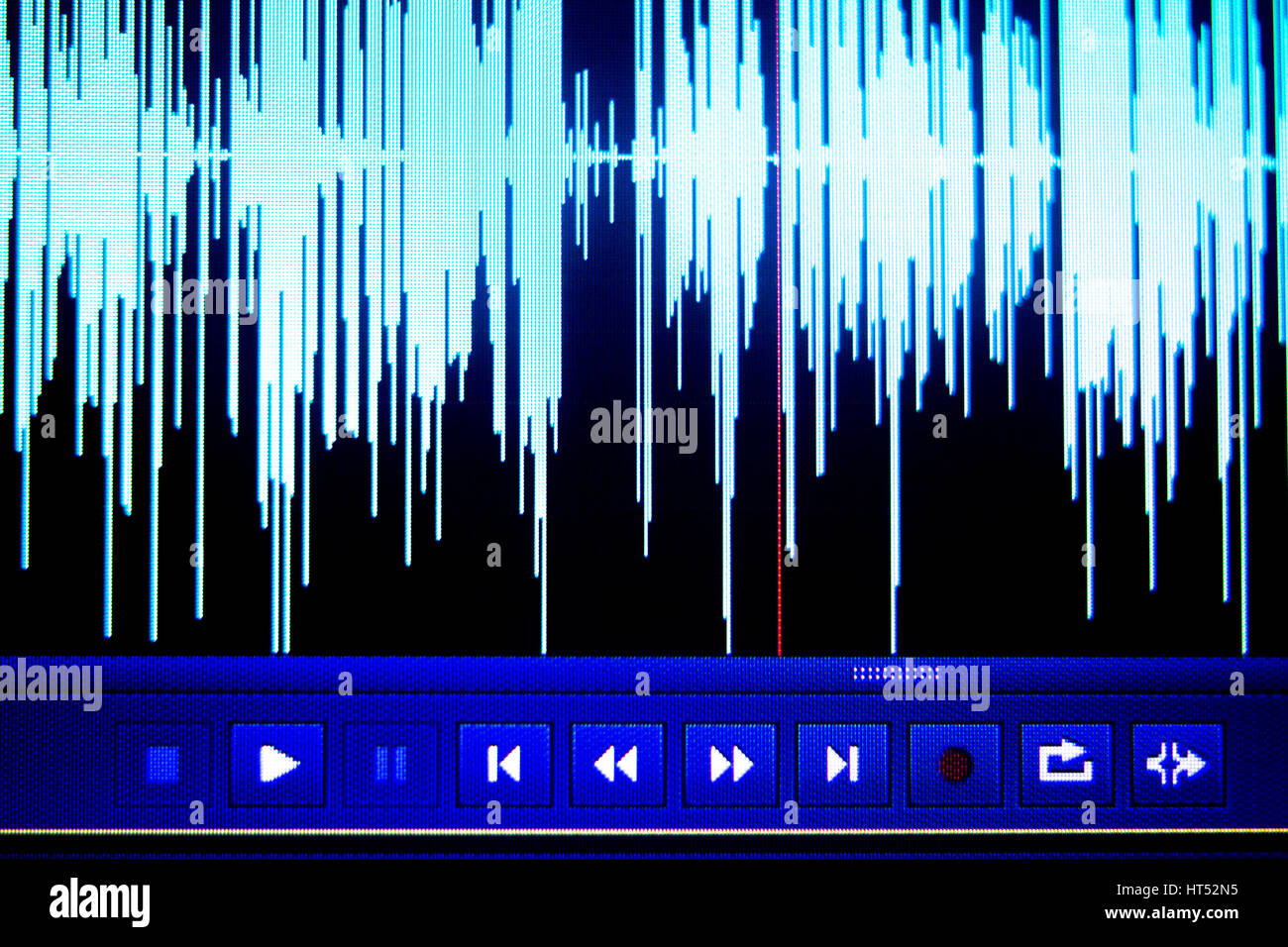 Sound recording studio audio wave on computer screen in professional ...