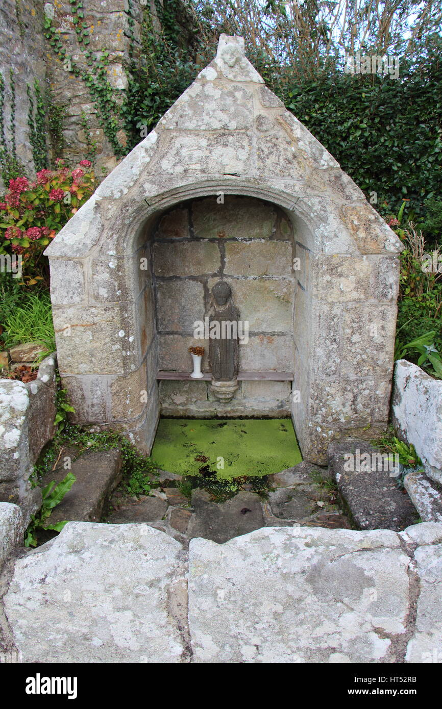 Fountain Saint Tugen in Primelin Stock Photo - Alamy