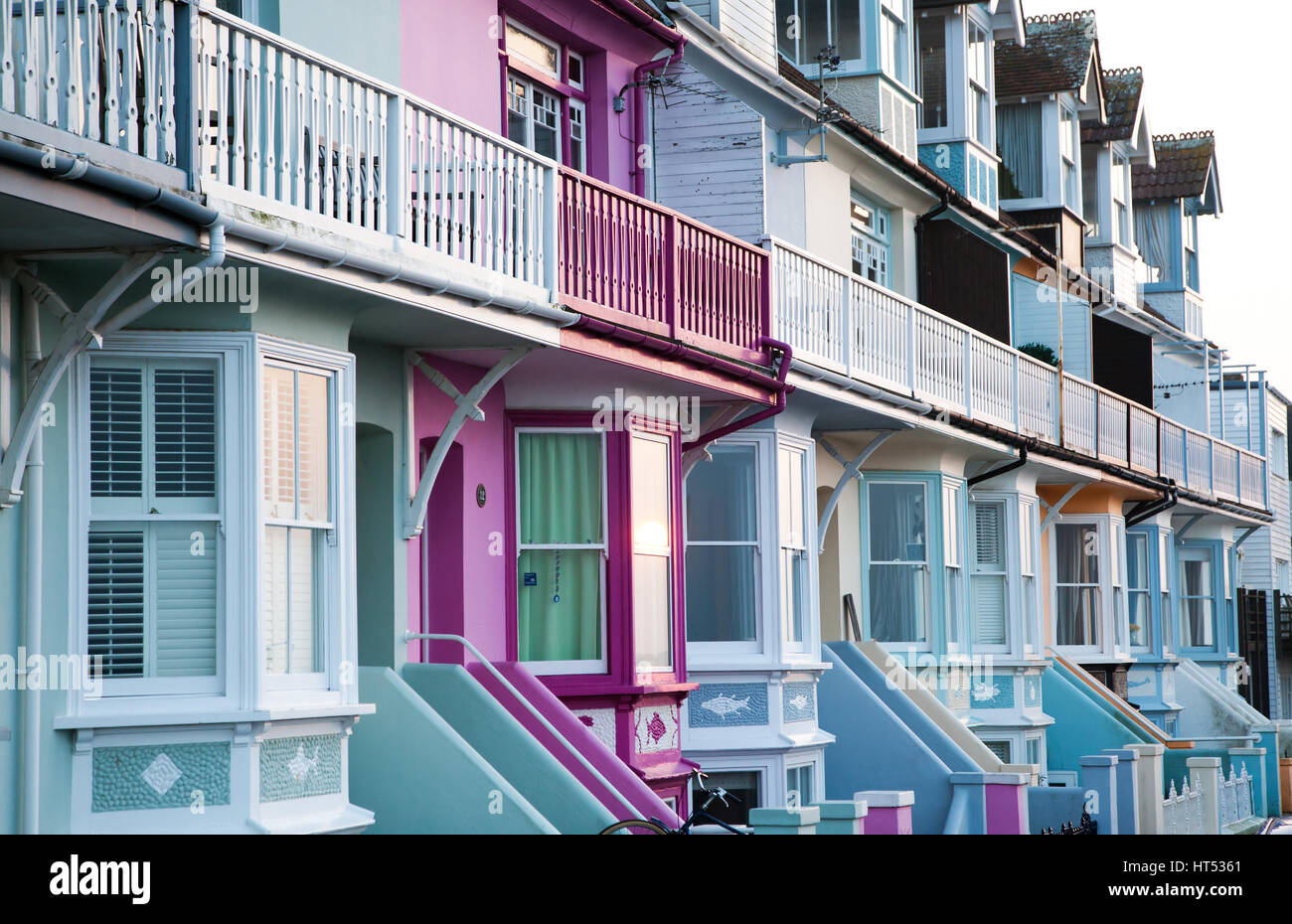 pretty colorful houses in Whitstable, Kent, UK Stock Photo - Alamy