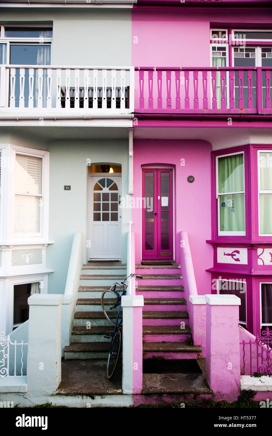 pretty colorful houses in Whitstable, Kent, UK Stock Photo - Alamy