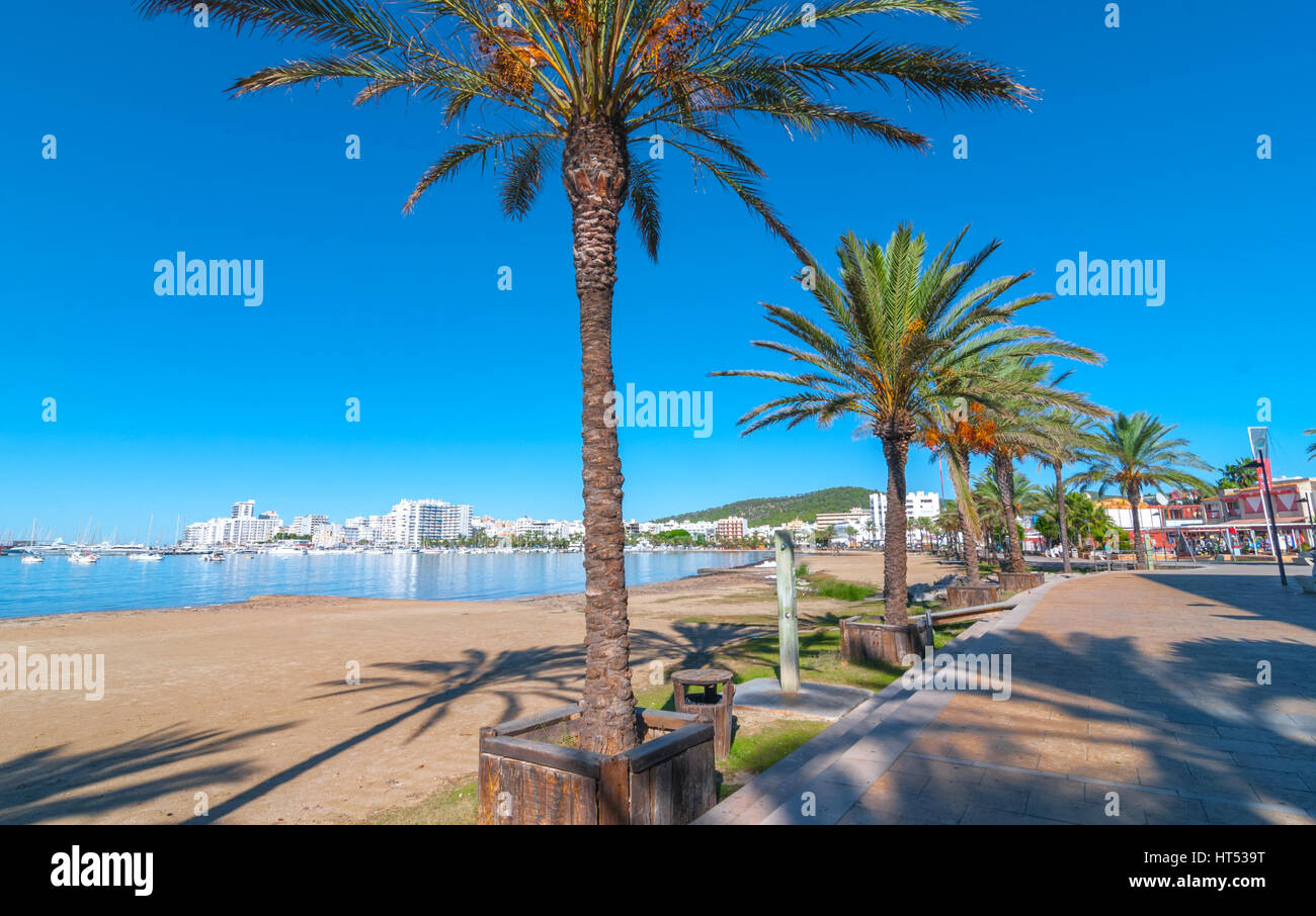 Ibiza sunshine on waterfront in Sant Antoni de Portmany, Take a walk ...