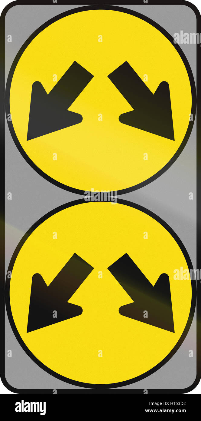 New Zealand road sign - Pass left or right Stock Photo - Alamy