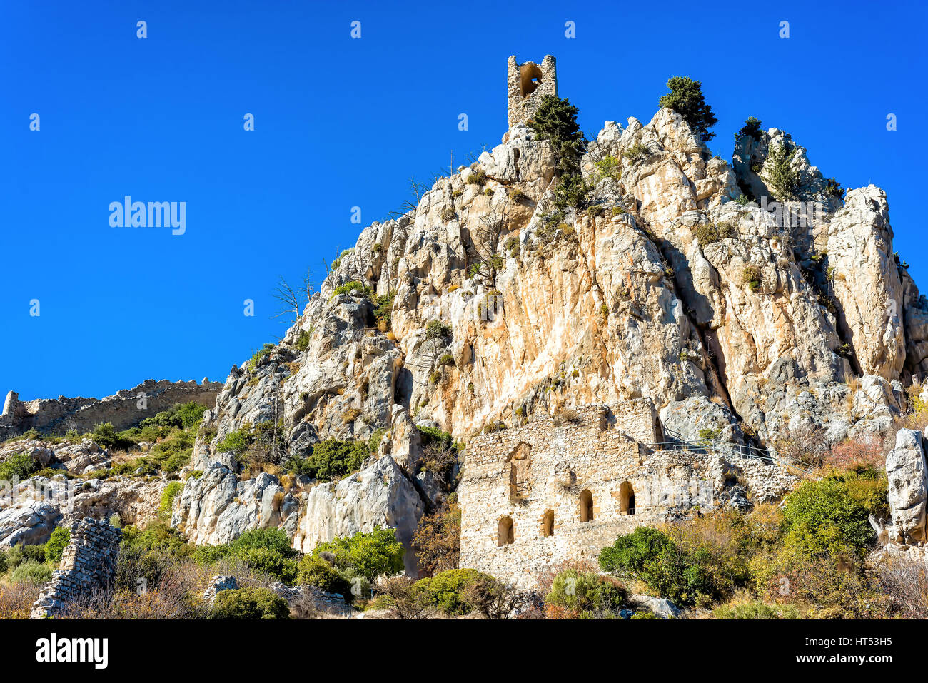 Saint Hilarion Castle, a large castle complex halfway between Kyrenia ...