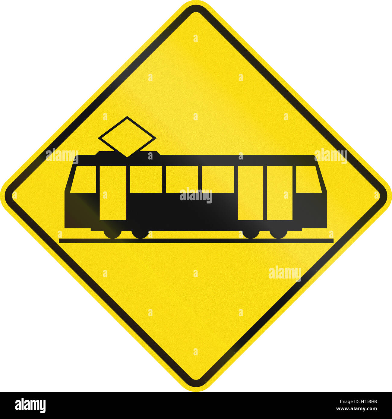 New Zealand road sign - Crossing for light rail Stock Photo - Alamy