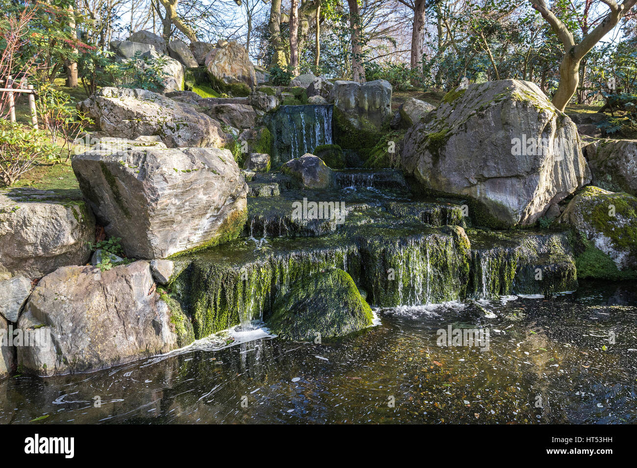 Small man made cascade in the public park Stock Photo - Alamy