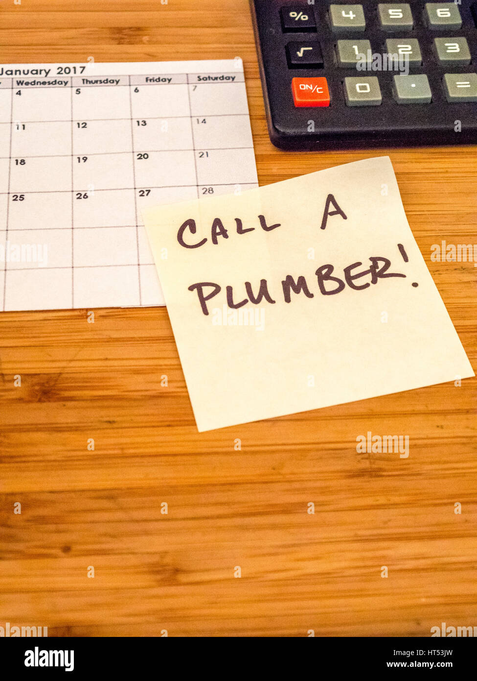 calendar, calculator, post it, plumbing Stock Photo - Alamy