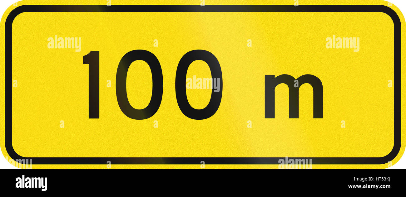 New Zealand road sign - 100 metres ahead Stock Photo - Alamy