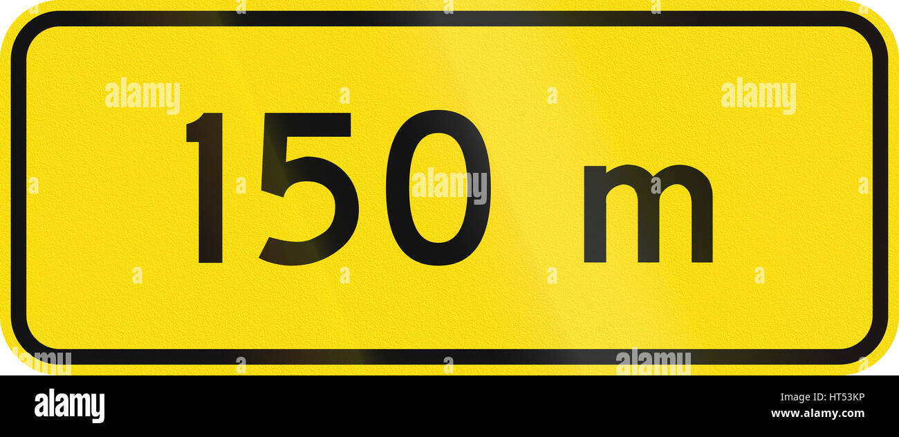 New Zealand road sign - 150 metres ahead Stock Photo - Alamy