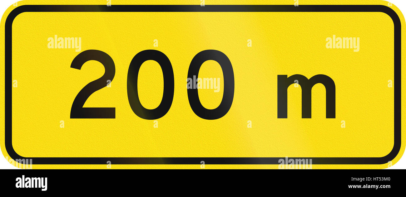 New Zealand road sign - 200 metres ahead Stock Photo - Alamy