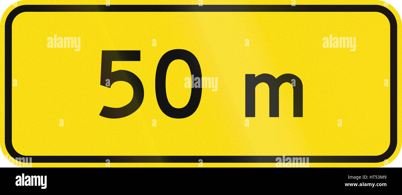 New Zealand road sign - 50 metres ahead Stock Photo - Alamy