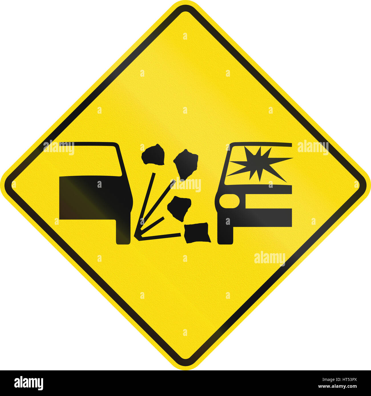 New Zealand road sign - Gravel surface Stock Photo - Alamy