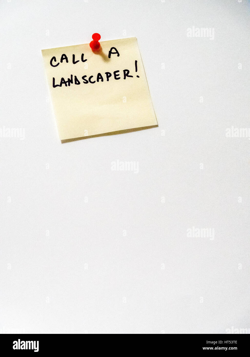 call a landscaper post it note on white, portrait orientation Stock ...