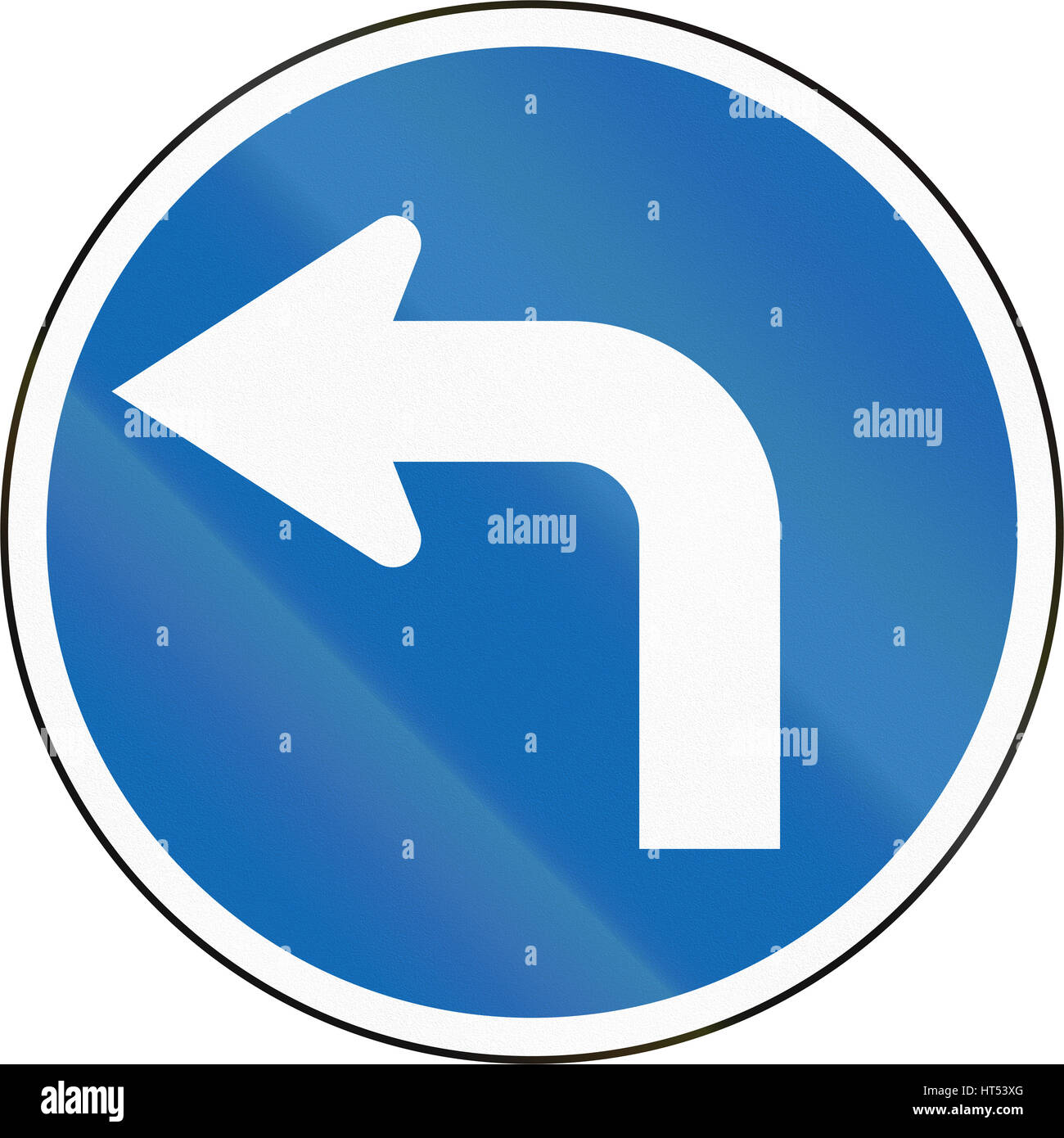 New Zealand road sign RG-12 - Turn left Stock Photo - Alamy