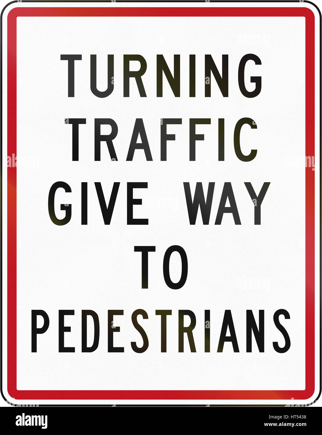 New Zealand road sign RG-27 - Turning traffic give way to pedestrians ...