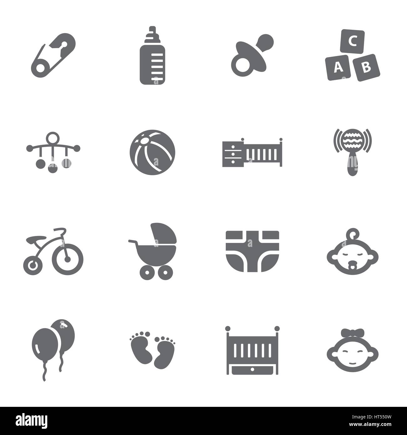 Vector black baby icons set on white background Stock Vector Image ...