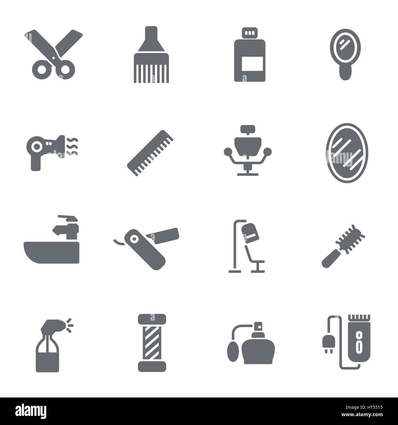 Vector black barber icons set on white background Stock Vector Image ...