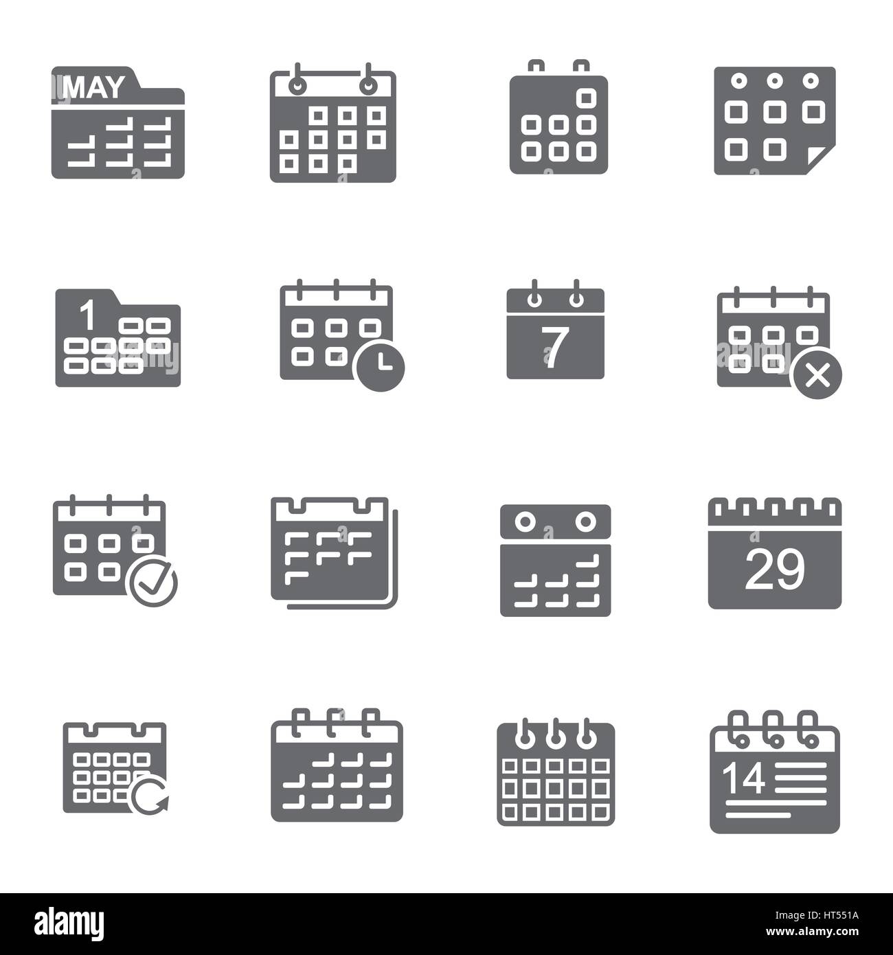Vector black calendar icons set on white background Stock Vector Image ...