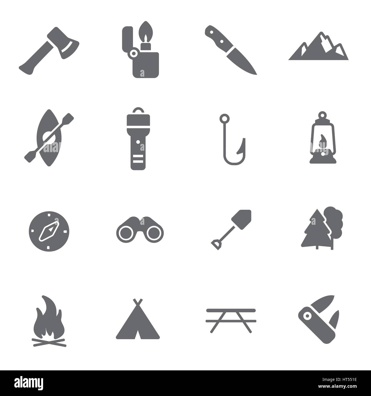 Camp fire icons on Cut Out Stock Images & Pictures - Alamy