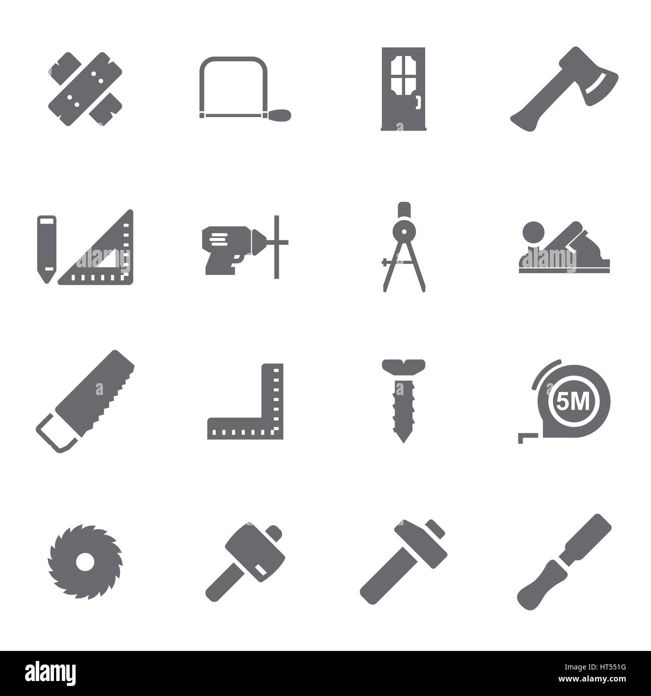 Vector black carpentry icons set on white background Stock Vector Image ...
