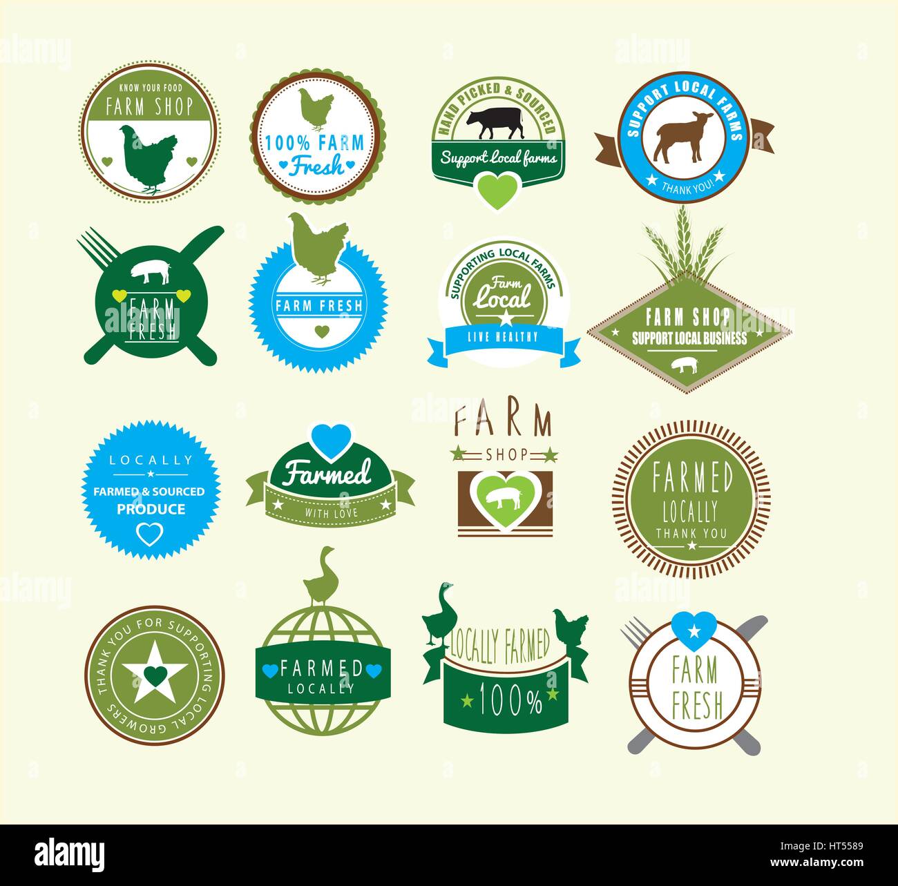 collection of logos ideas based farm and farming, in colour Stock ...