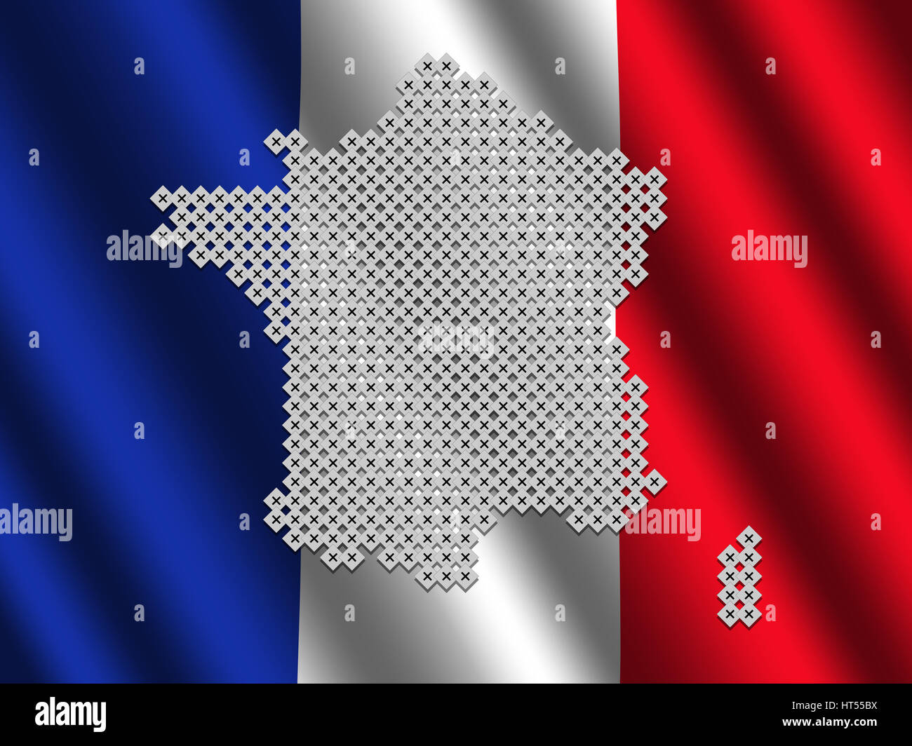 France map of votes on rippled flag illustration Stock Photo - Alamy