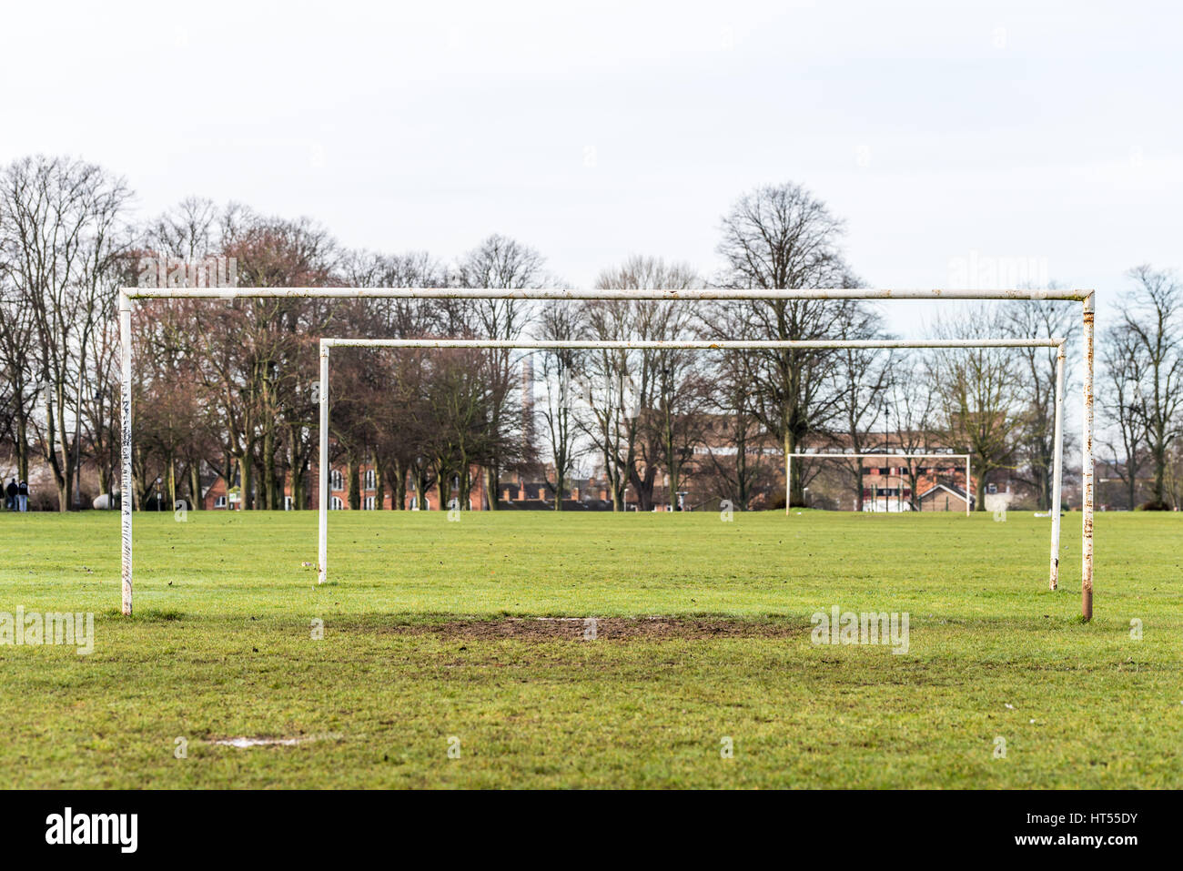 Day view of Soccer green field in England Stock Photo - Alamy