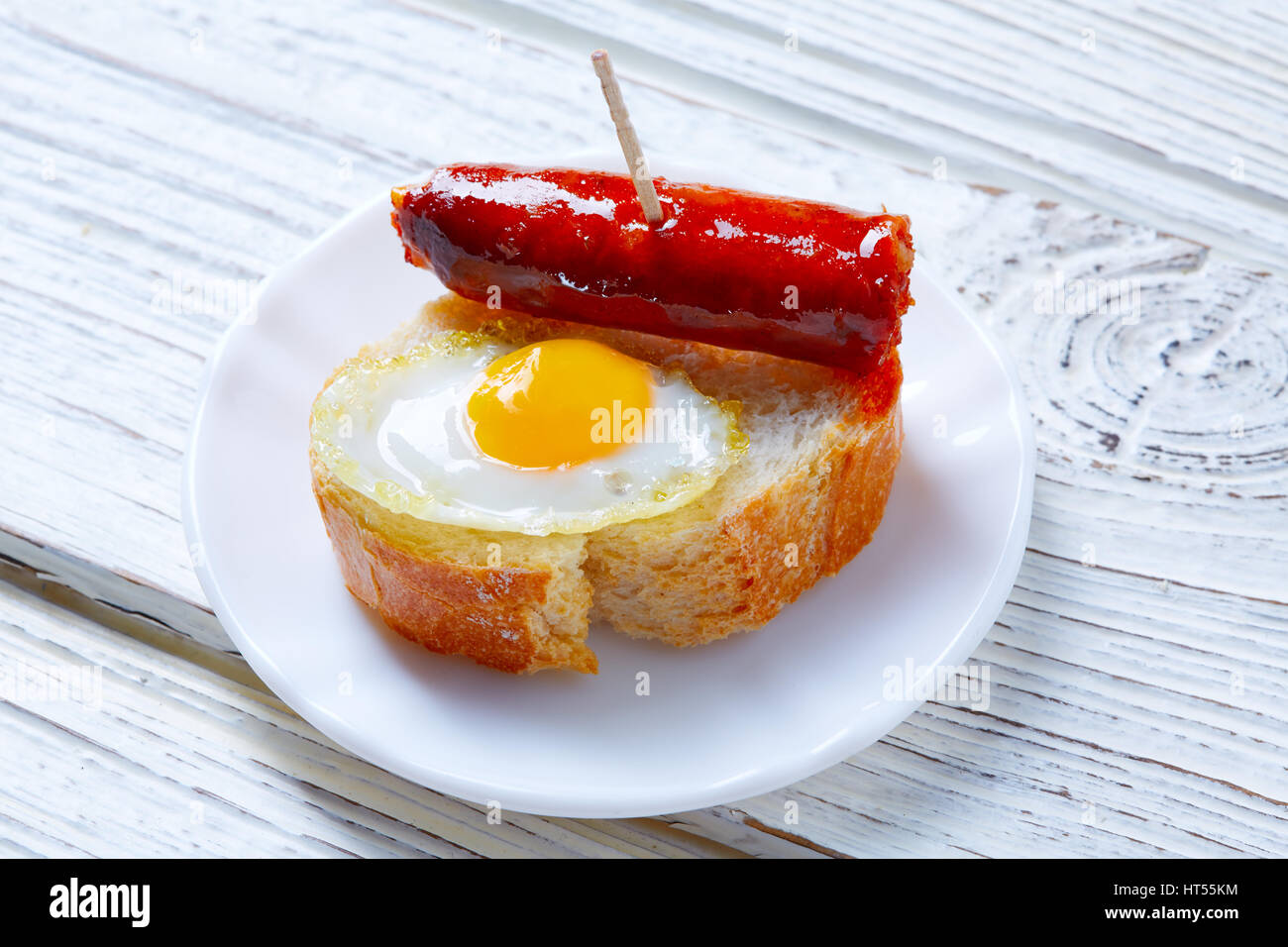 pinchos pintxos chistorra with quail egg tapas from Spain sausage food ...