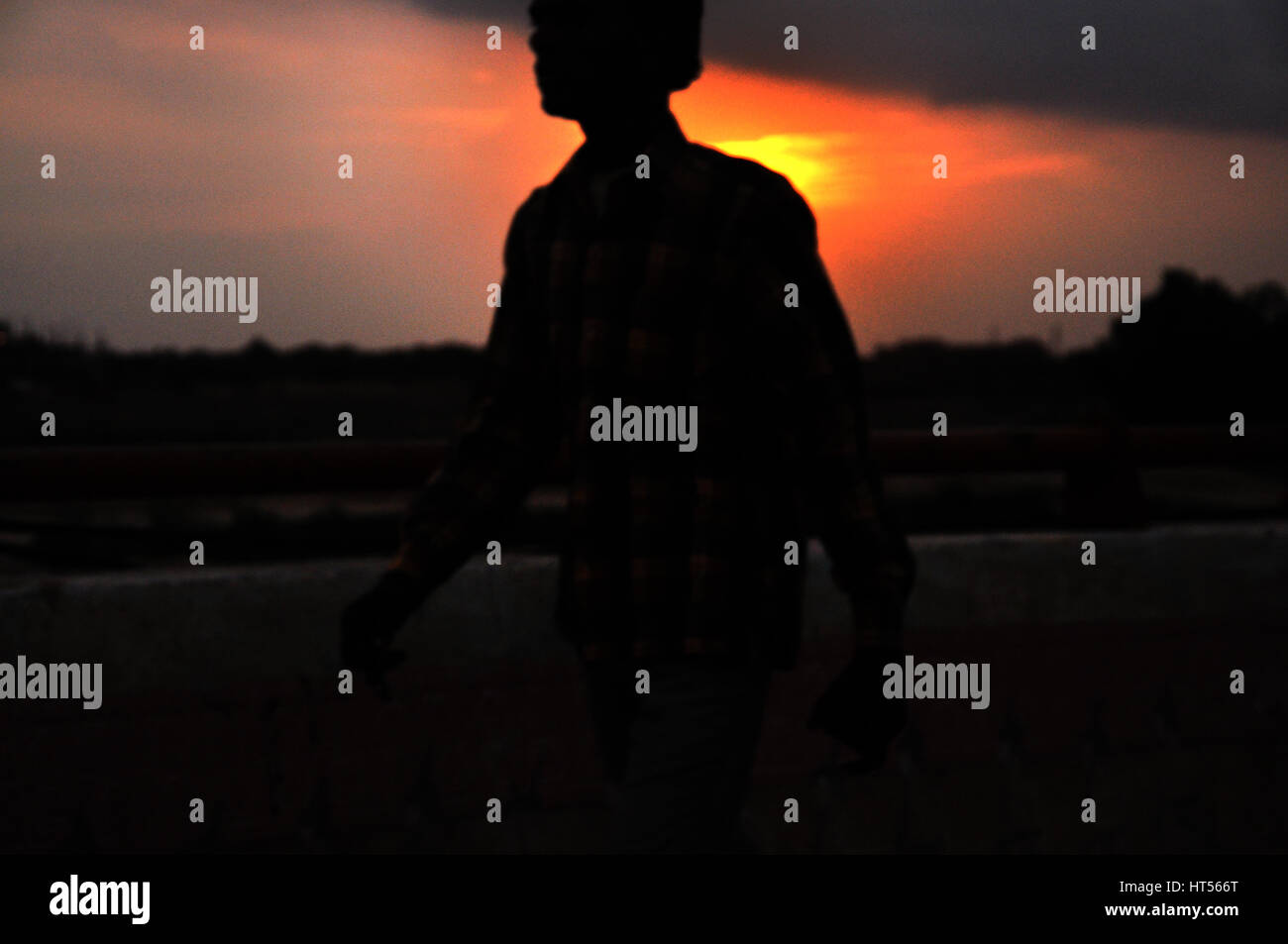 Jaipur Man Walking on Road, behind Sunset, Rajasthan, India (Photo ...