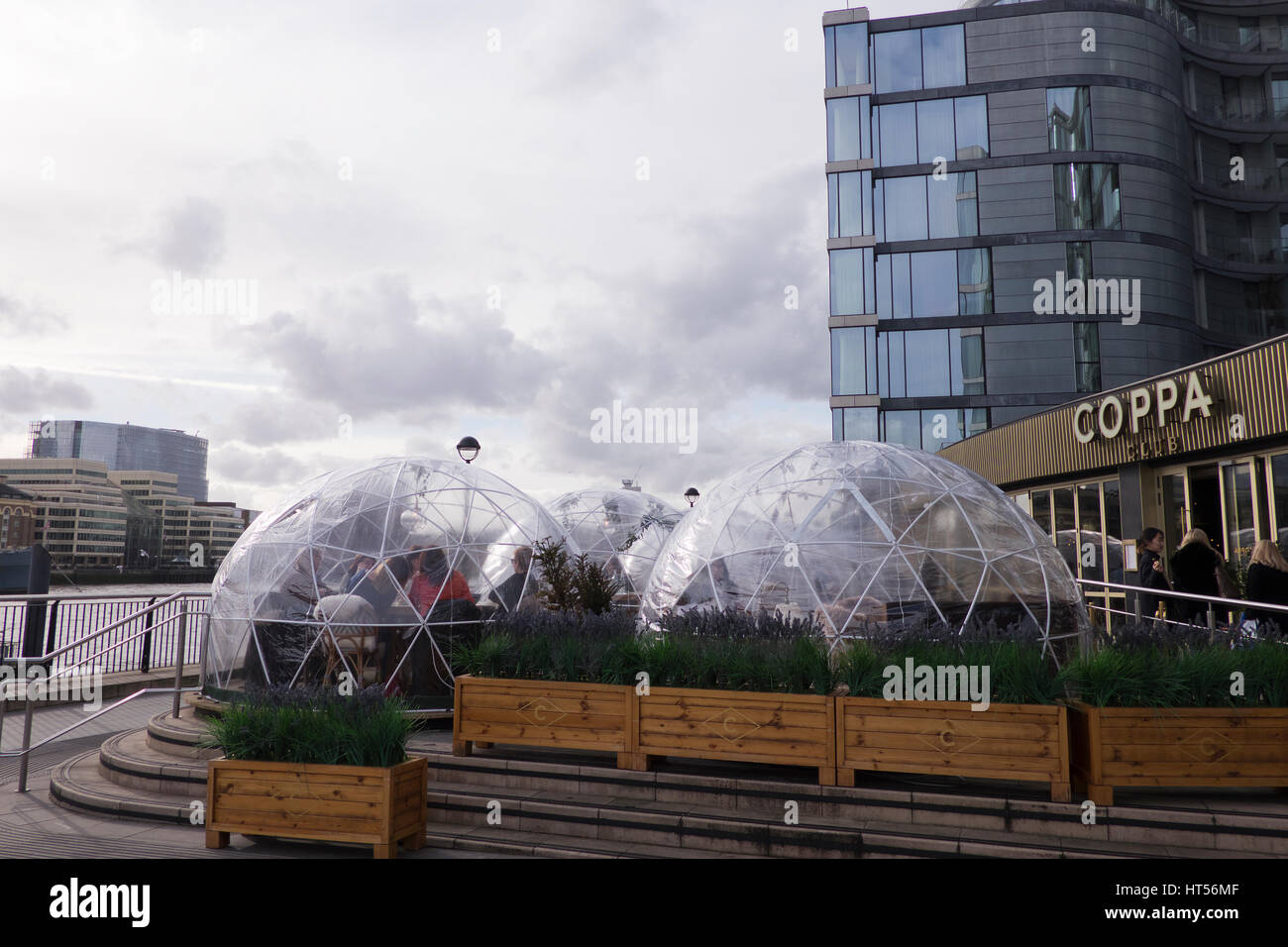Plastic pods at London Bridge in London England Stock Photo - Alamy