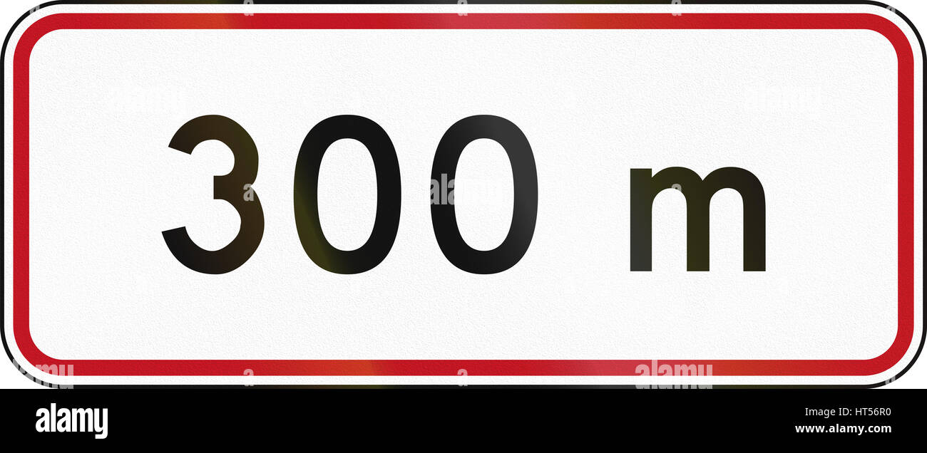 New Zealand road sign RH-5 - 300 metres ahead Stock Photo - Alamy