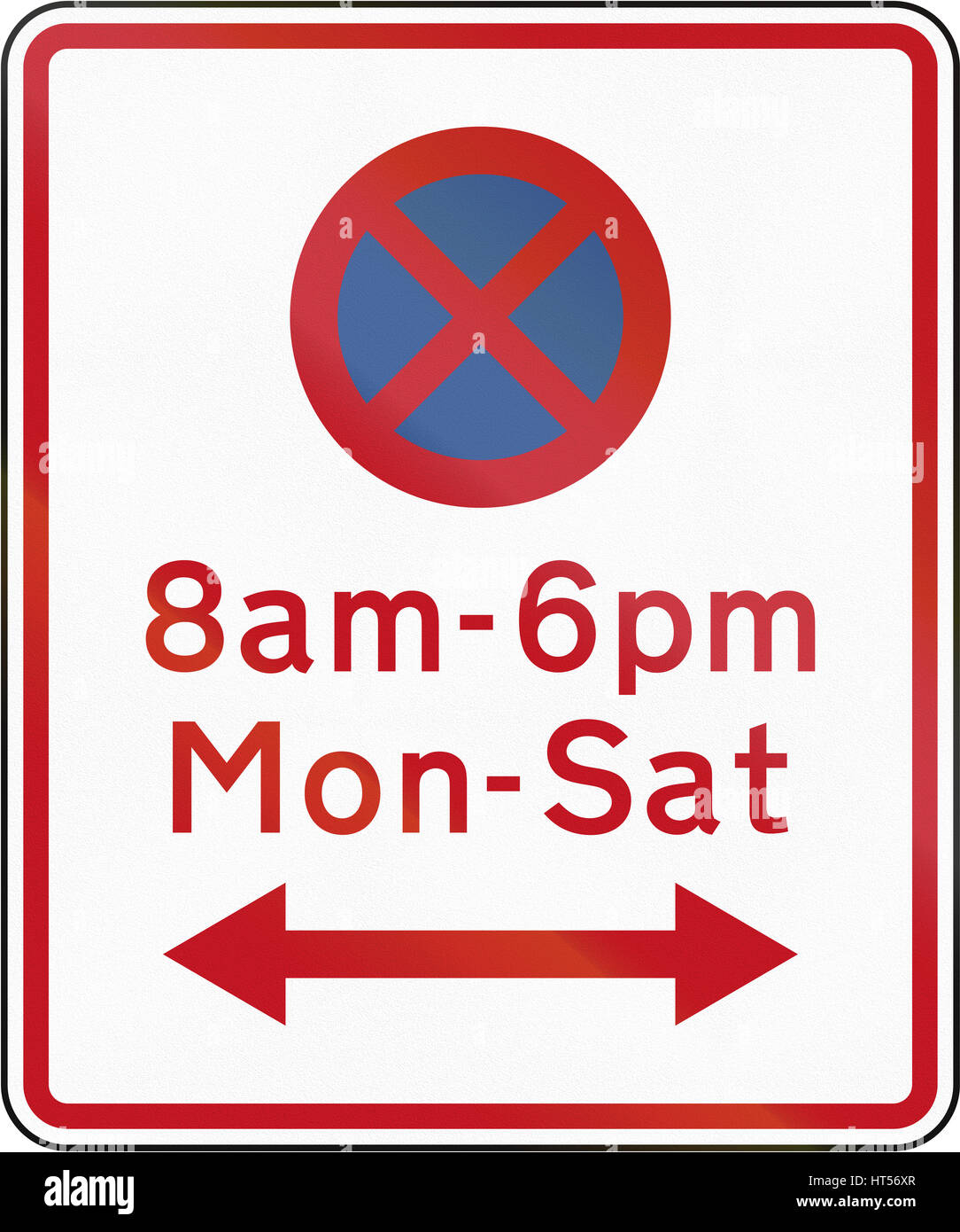 New Zealand road sign RP-2 - No stopping at th etimes and in the ...