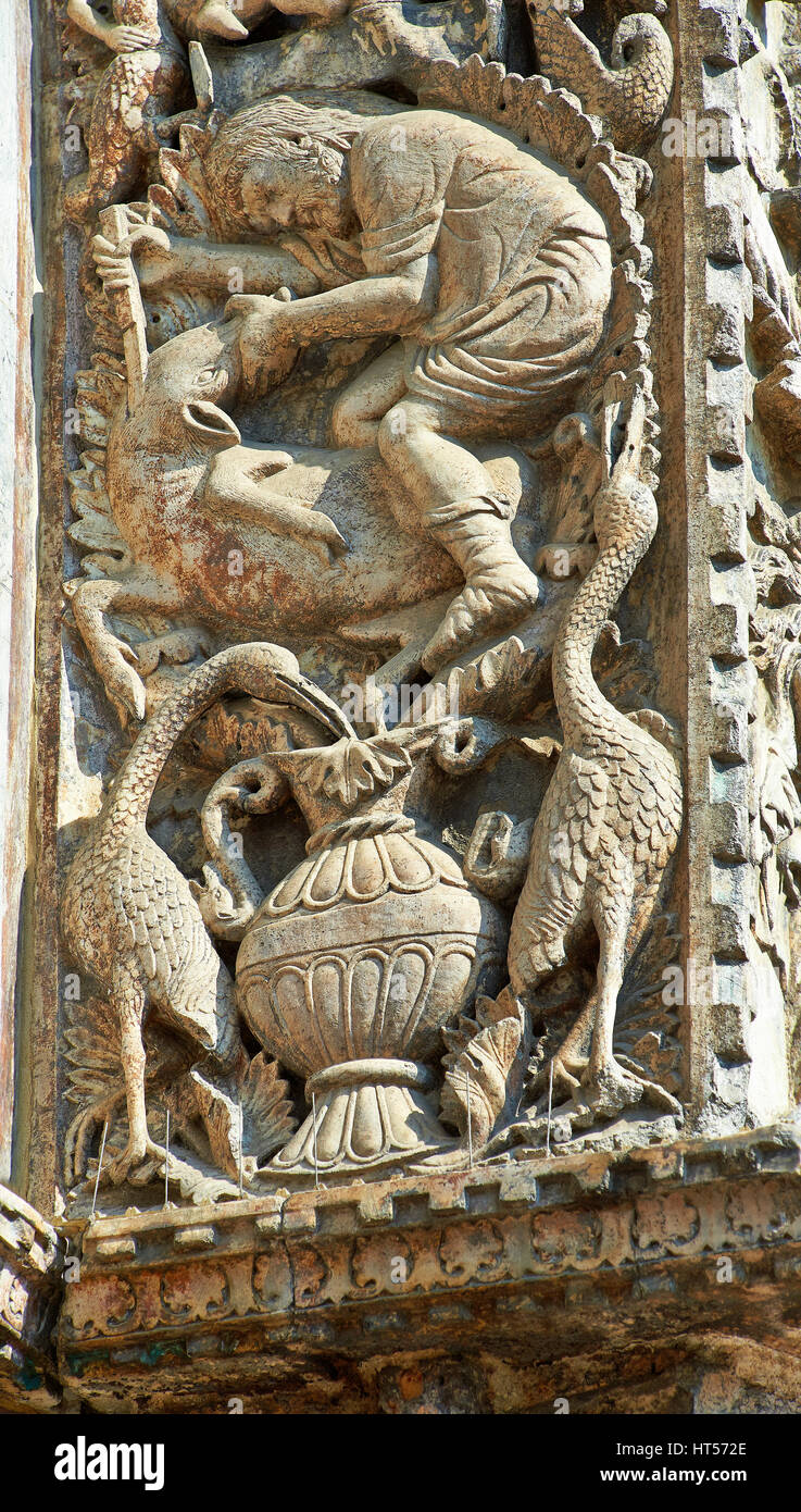 13th century Medieval Romanesque Sculptures from the introdos of the ...