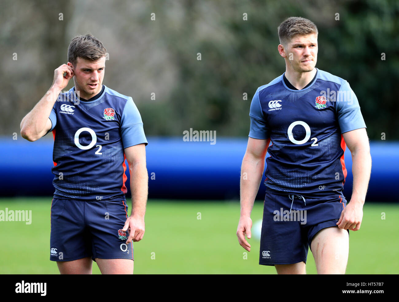 England's George Ford (left) and Owen Farrell during the training ...