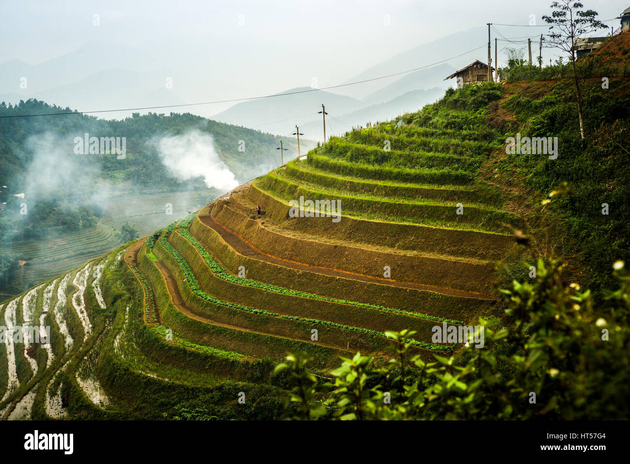 Wonderful rice terraces in the mountains of Sapa region in Vietnam ...
