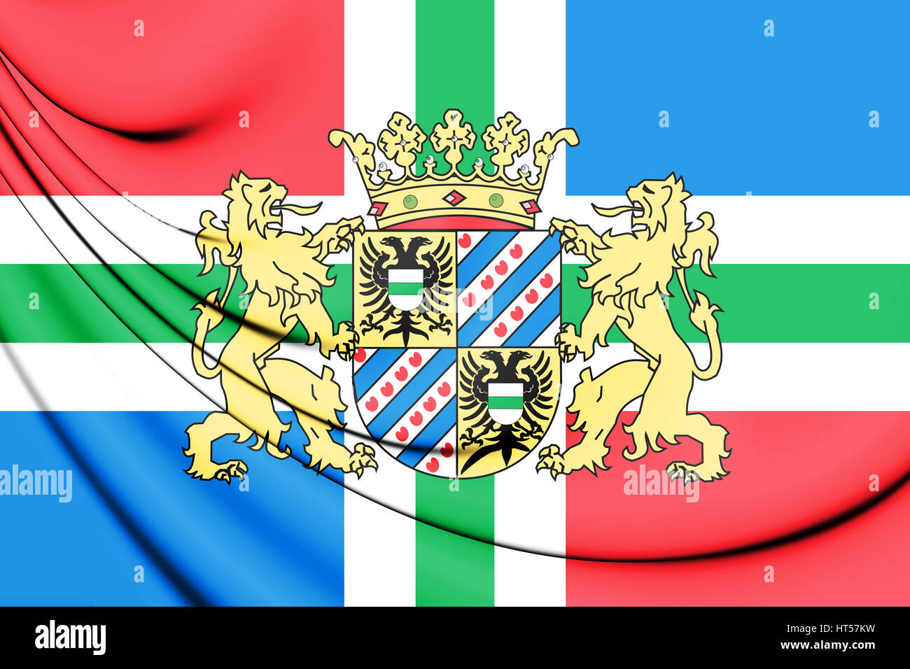 3D Flag of Groningen Province, Netherlands. 3D Illustration Stock Photo ...
