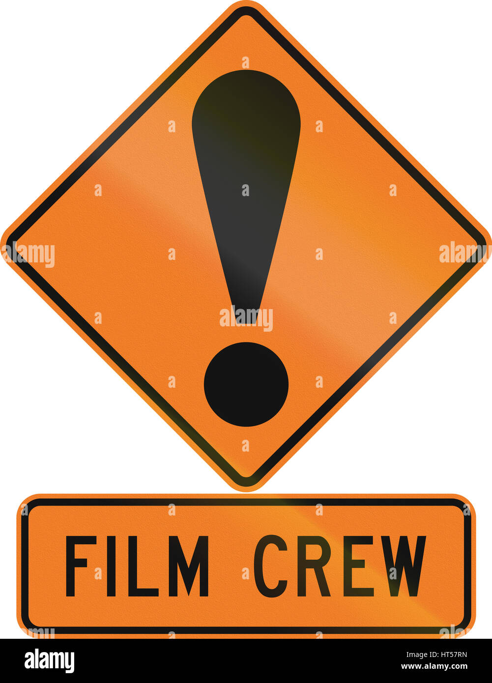 Road sign assembly in New Zealand - Film crew Stock Photo - Alamy