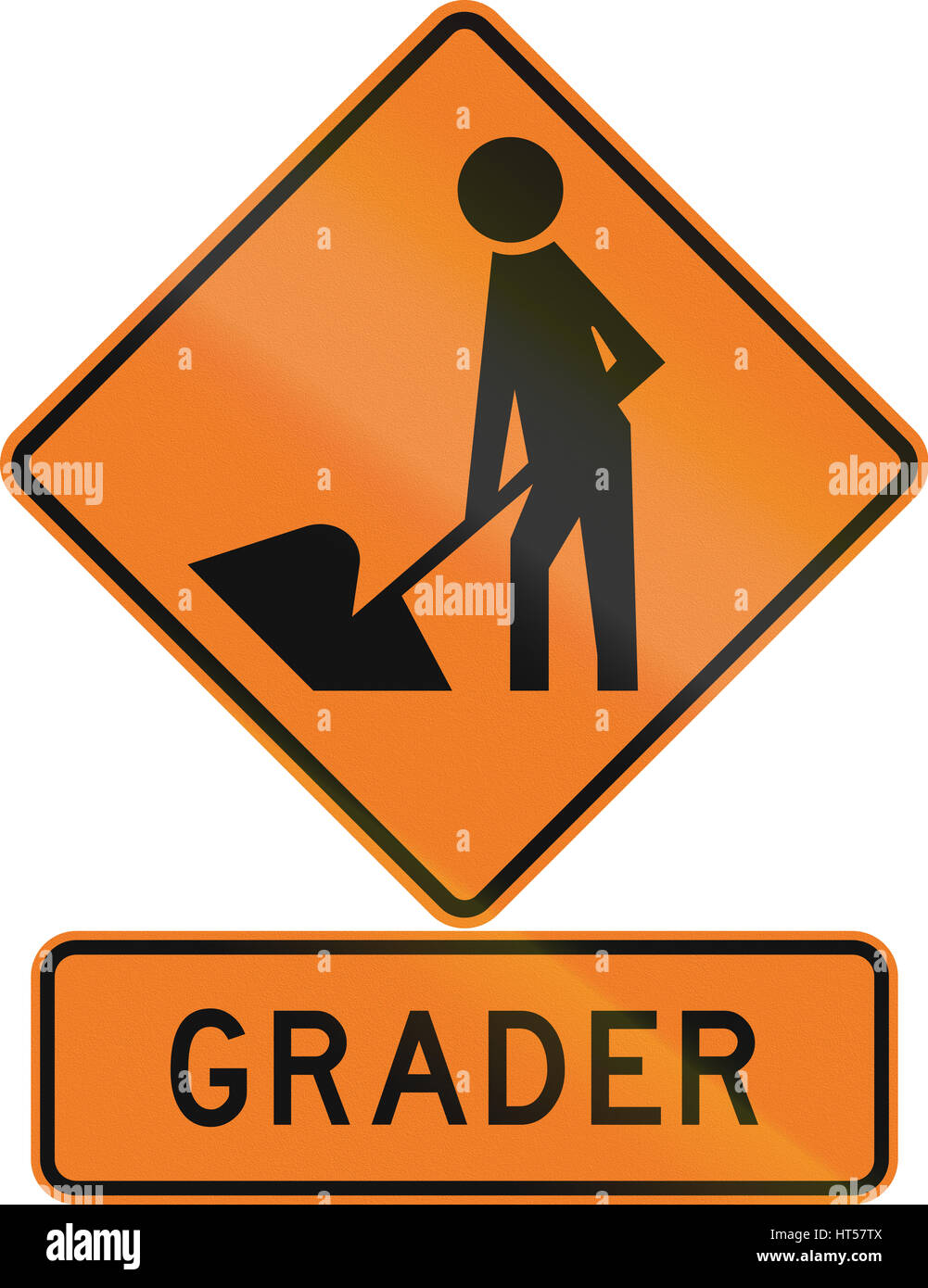 Road sign assembly in New Zealand - Grader Stock Photo - Alamy