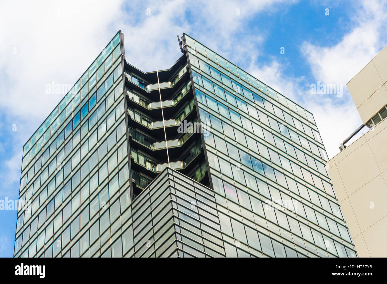 Blue office buildings at Akabanebashi area of Tokyo in Japan Stock ...