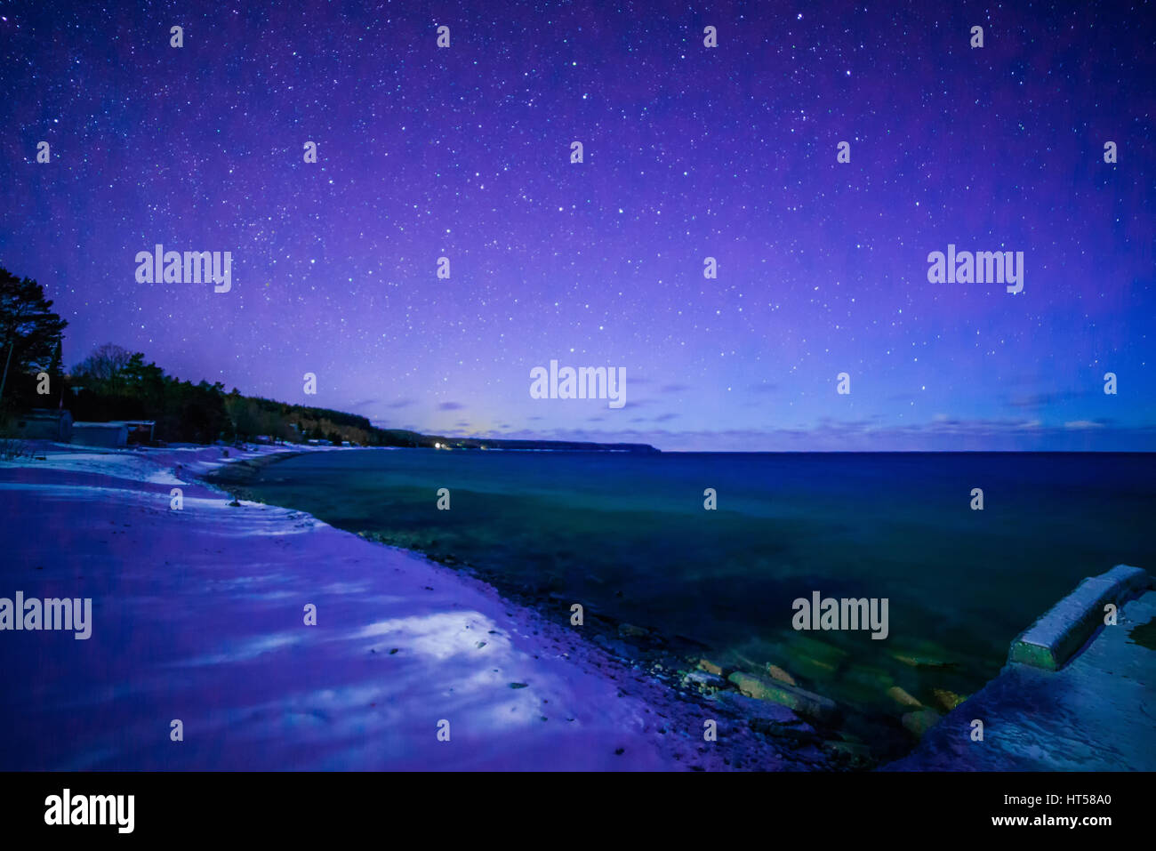 Night Time Beach With Stars