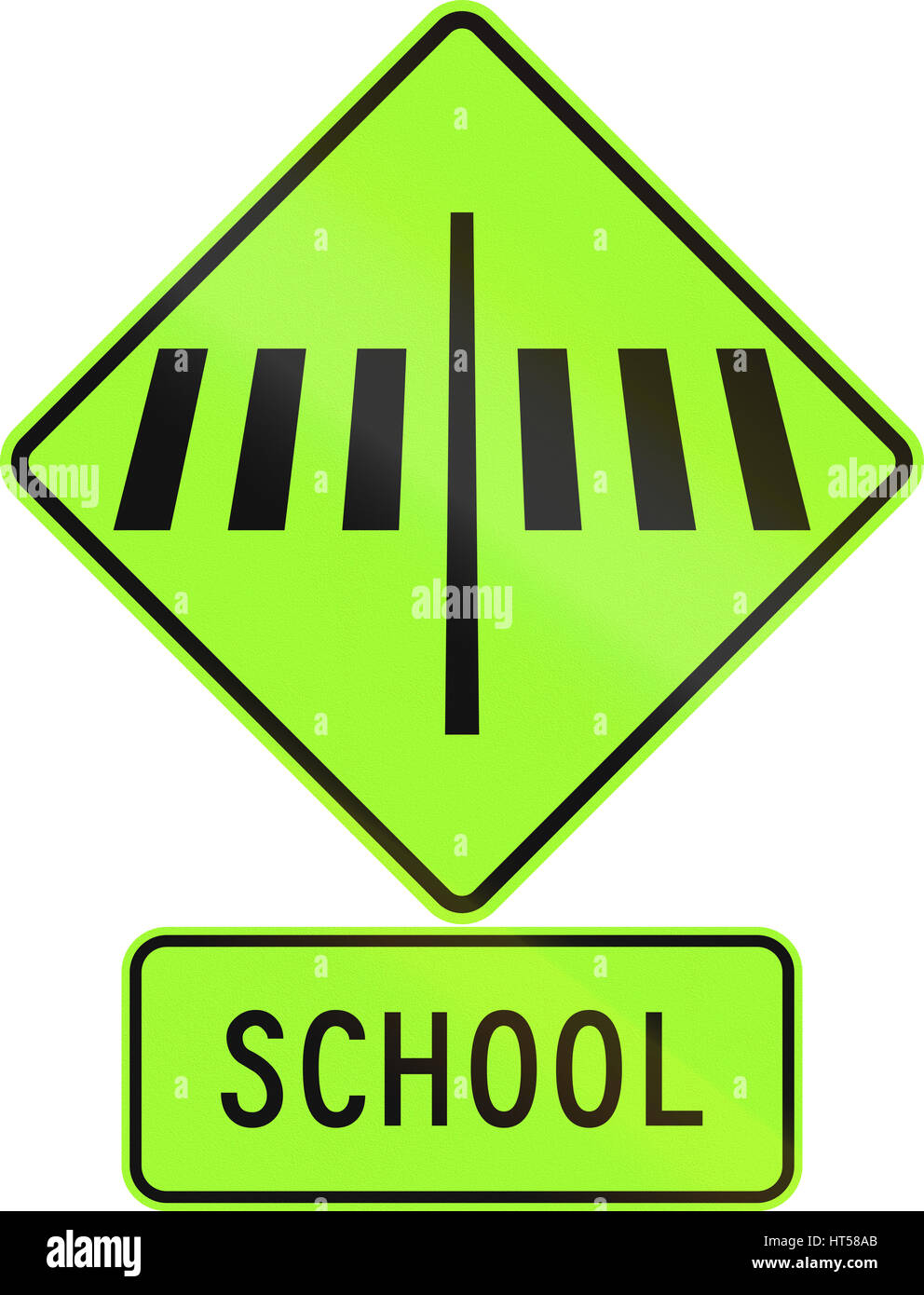 Road sign assembly in New Zealand - Zebra crossing at school ...