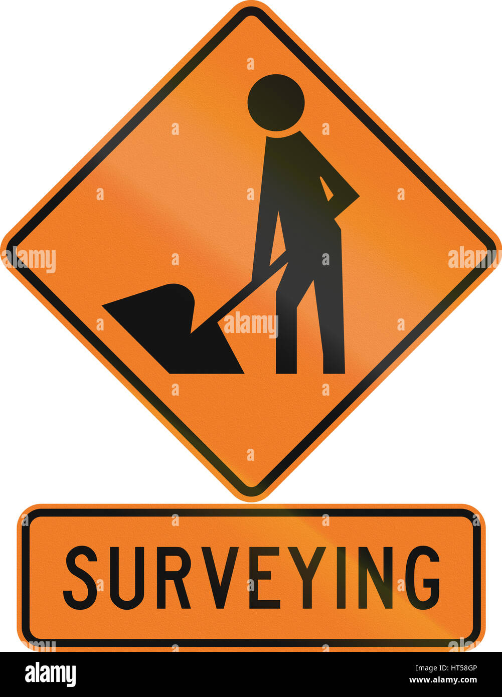 Road sign assembly in New Zealand - Surveying Stock Photo - Alamy