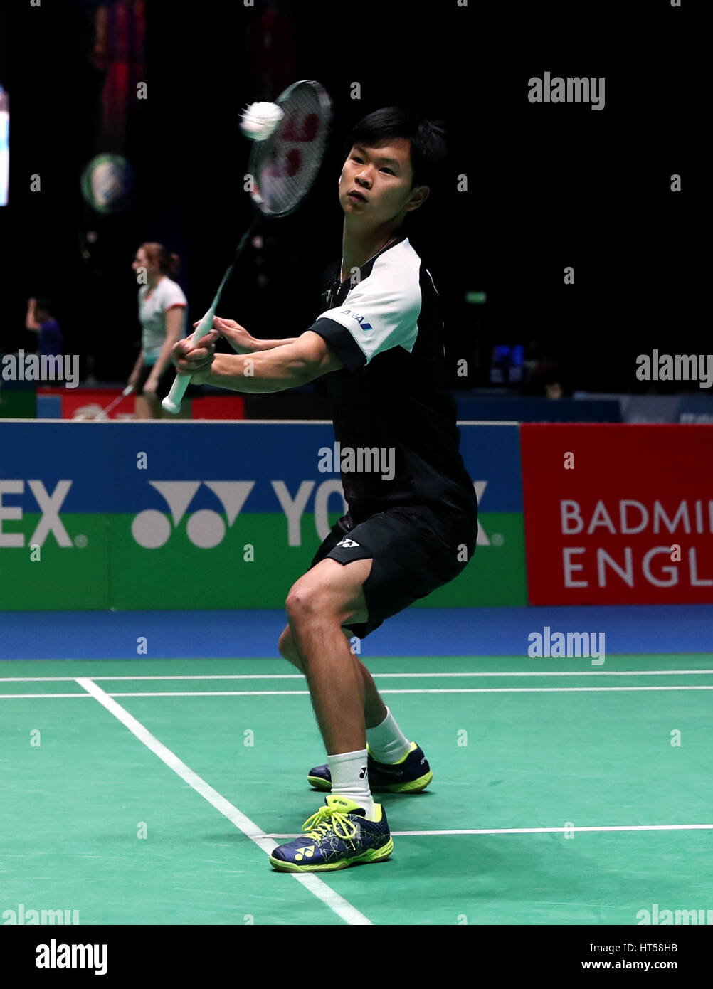 Japan's Hiroyuki Endo in action during the Men's doubles qualifying ...