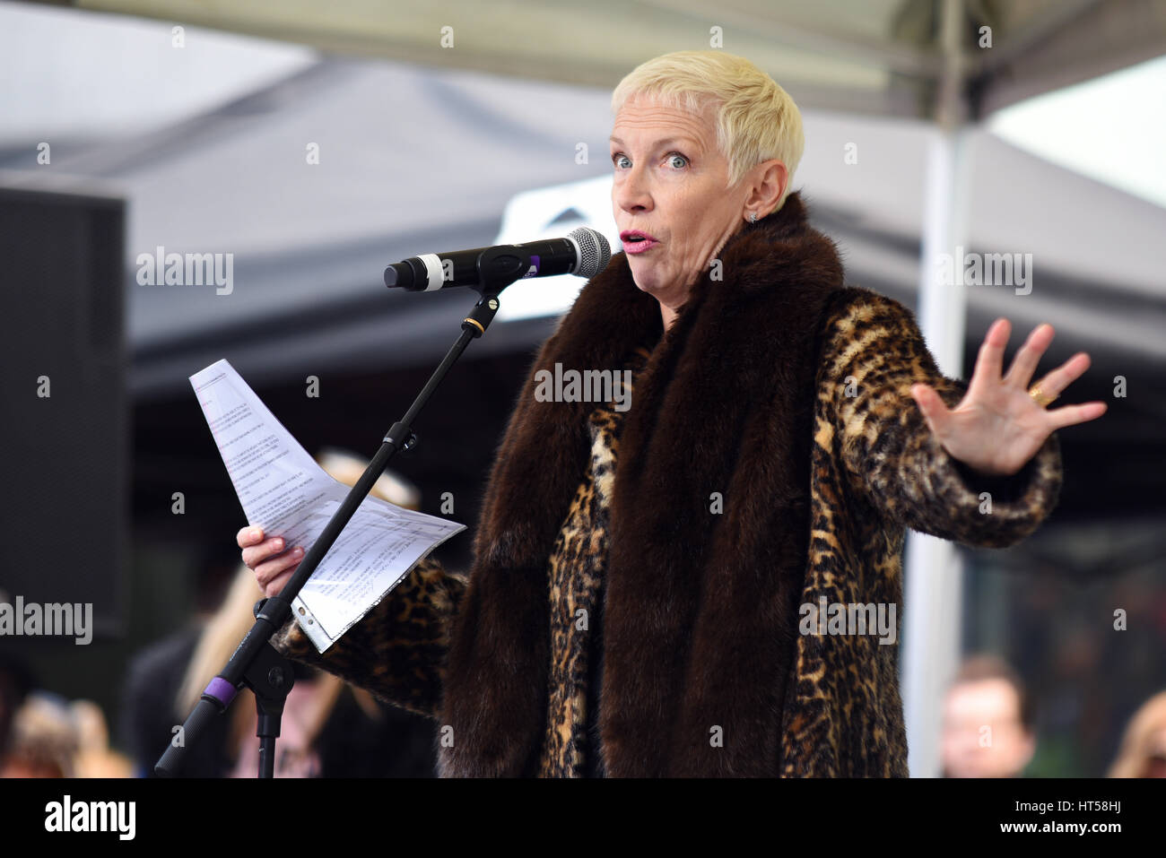 Annie Lennox speaking at the March 4 Women on International Womens Day ...