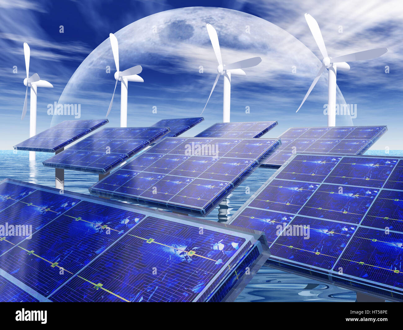 wind turbine and solar cell panels Stock Photo - Alamy